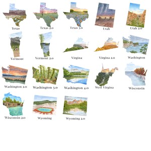 Watercolor State Bundle Packs, US State Paintings, State Collection ...