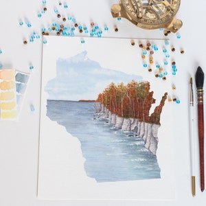 Wisconsin Watercolor Print, Wisconsin State, Home State Art, Long ...