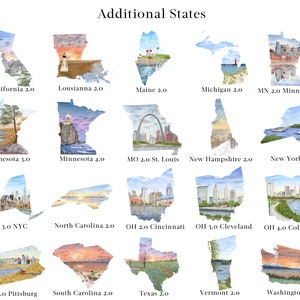 Watercolor State Bundle Packs US State Paintings State - Etsy