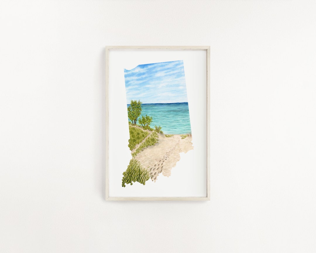 Indiana Watercolor Print, Indiana Dunes National Park, National Park ...