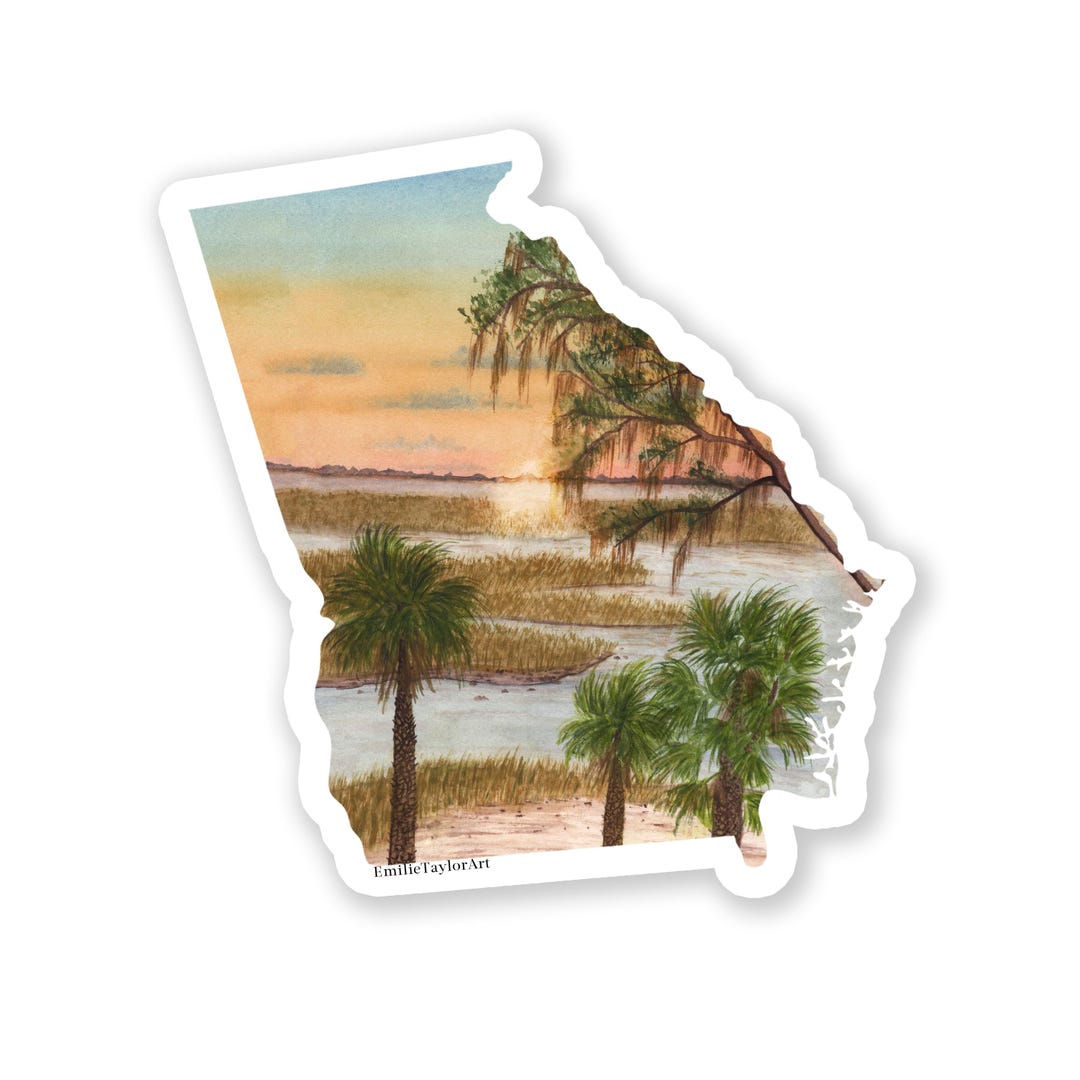 Georgia Decal, Watercolor Georgia Sticker, GA Car Decal, State Decal ...