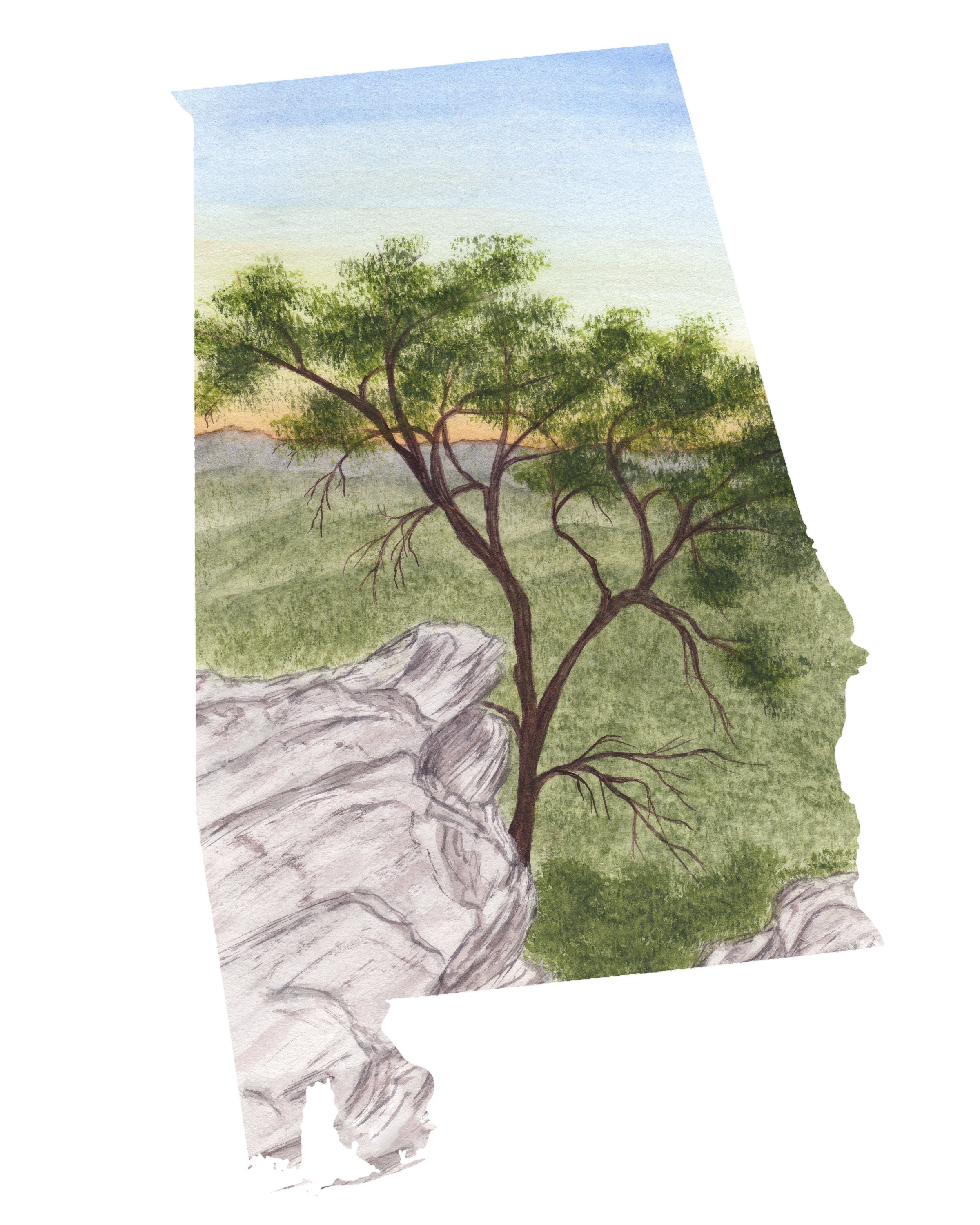 Alabama Watercolor Print Alabama State Art Home State Art - Etsy