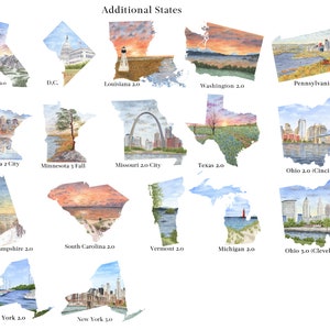 Custom Watercolor State Print Custom State Art Custom | Etsy