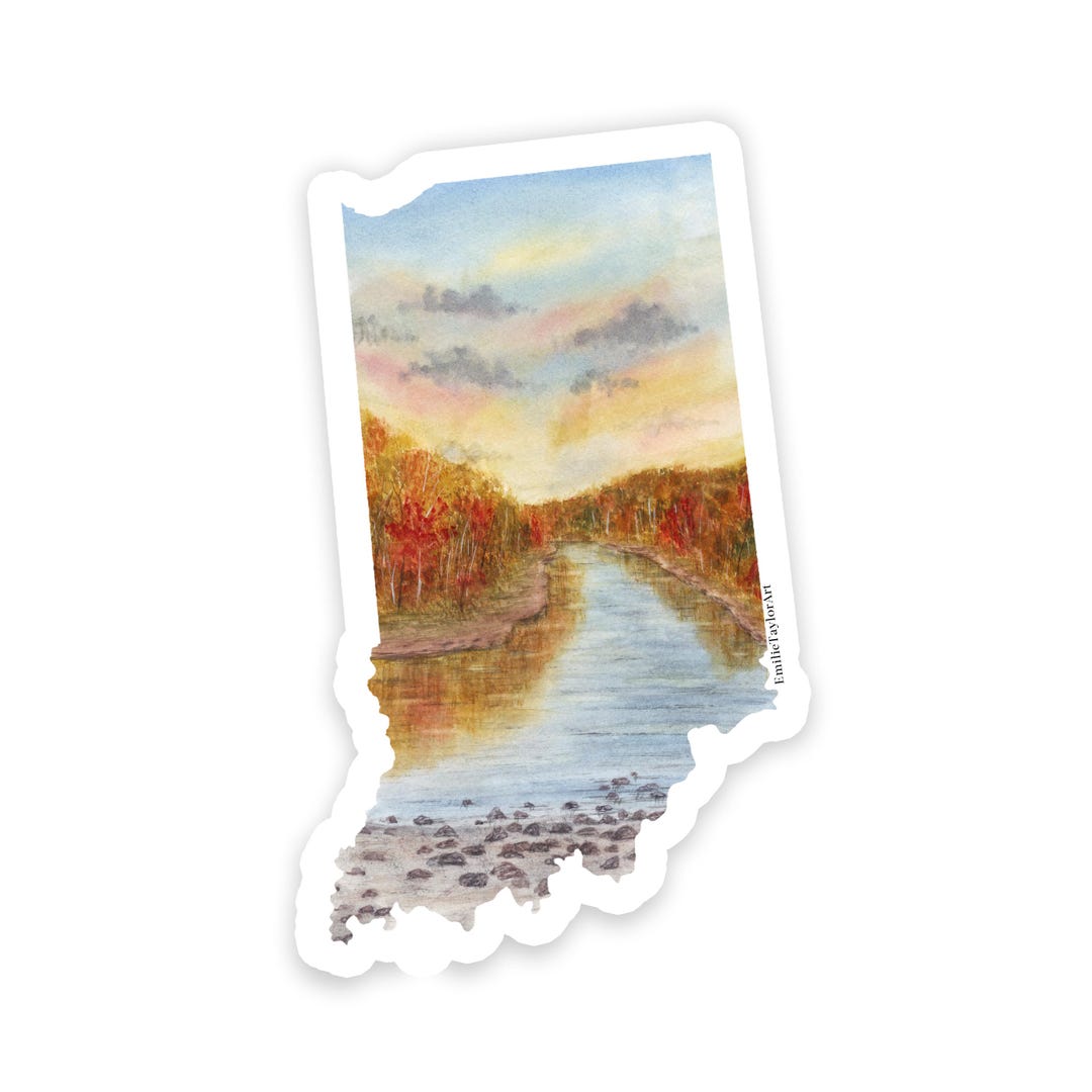 Indiana Decal, Watercolor Indiana Sticker, IN Car Decal, Home State ...