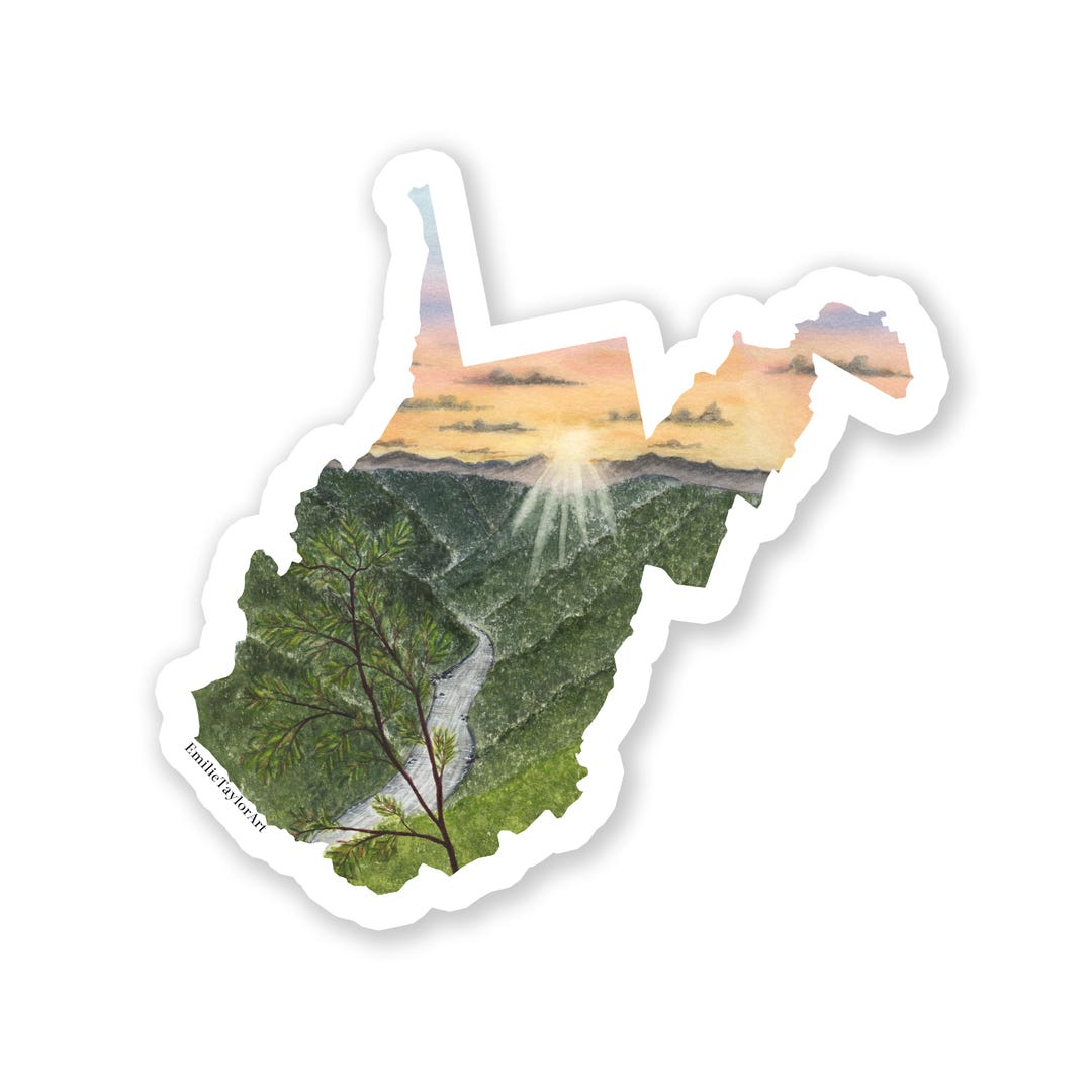 West Virginia Decal, Watercolor West Virginia Sticker, WV Car Decal ...