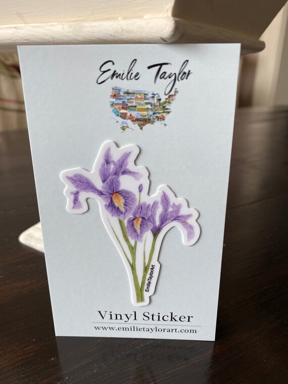 Iris Decal Watercolor Iris Sticker Purple Iris Mini Iris | Etsy