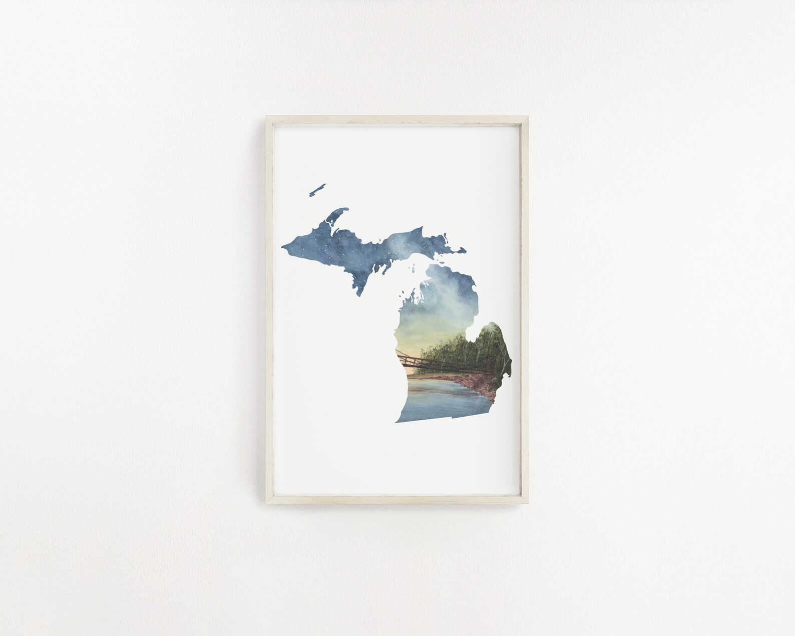 Michigan Watercolor Print Michigan State Art Home State Art | Etsy