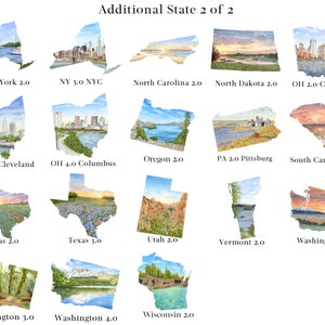 Watercolor State Bundle Packs, US State Paintings, State Collection ...