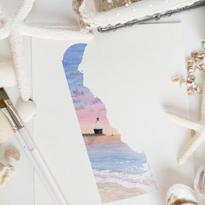 Delaware Watercolor Print, Delaware State Art, Home State Art, Unique ...