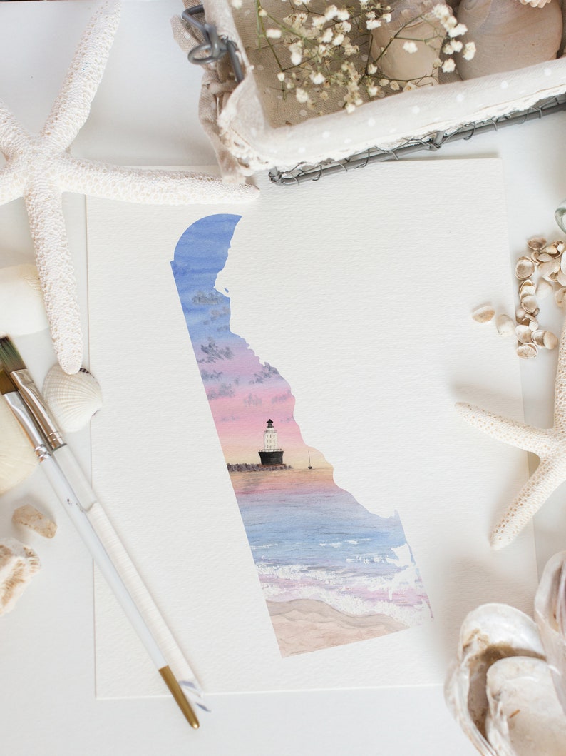 Delaware Watercolor Print Delaware State Art Home State Art - Etsy