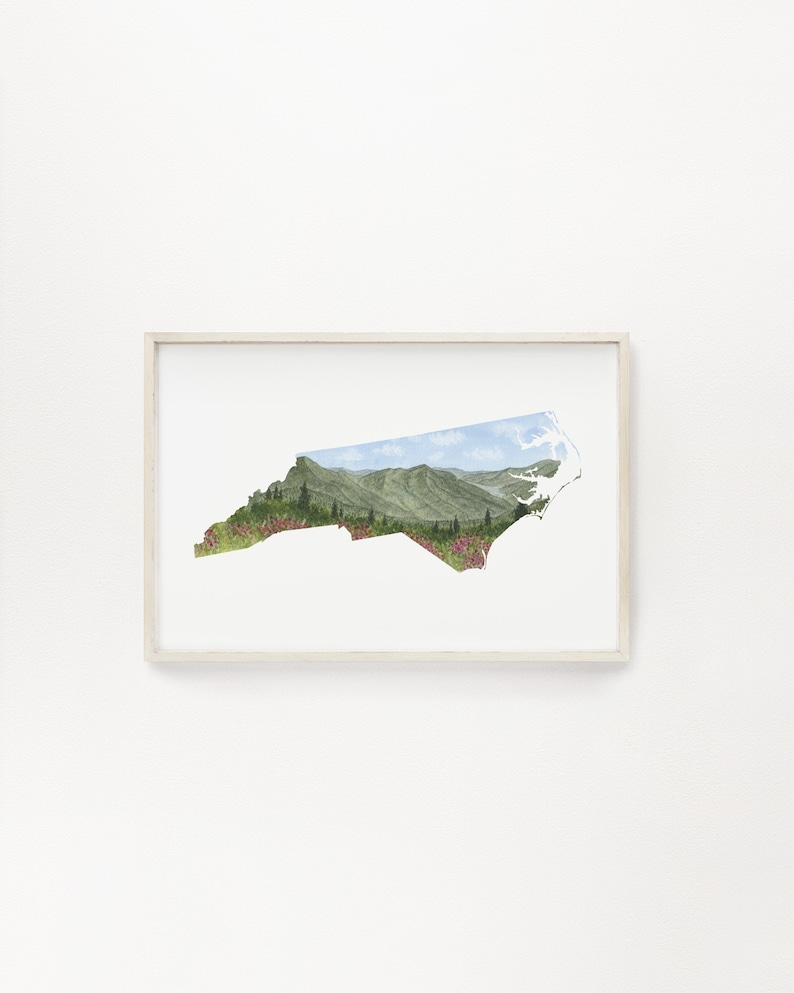 North Carolina Watercolor Print, North Carolina State Art, Home State ...
