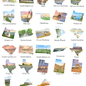 Watercolor State Bundle Packs, US State Paintings, State Collection ...
