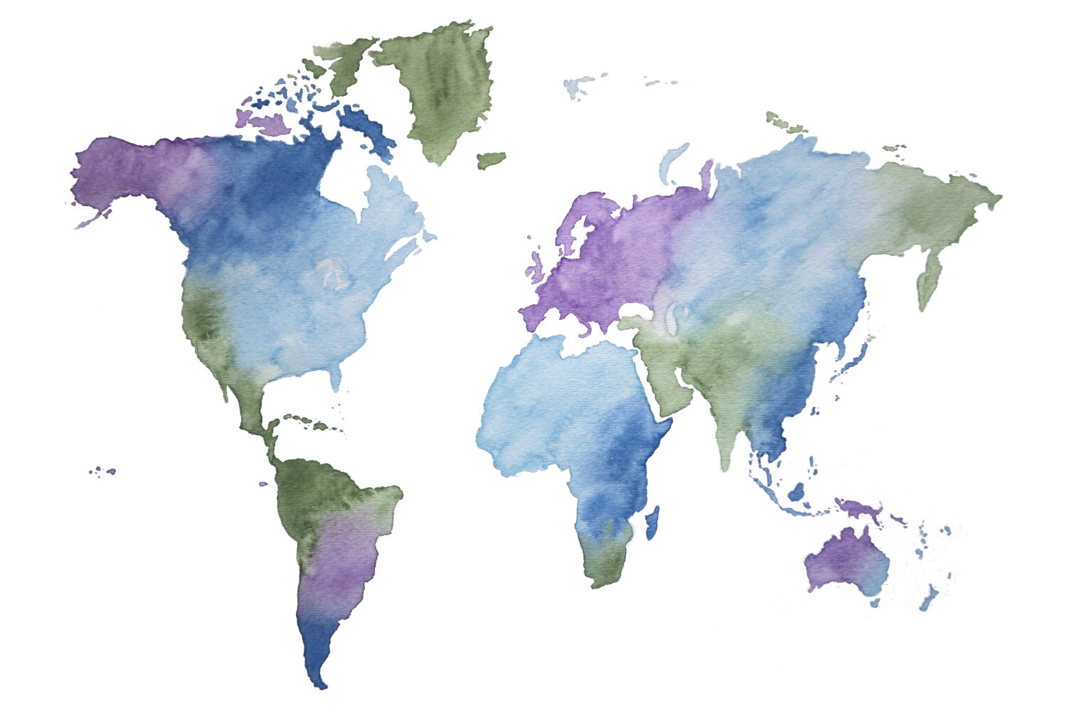 World Map Watercolor Painting Watercolor Map Colorful World - Etsy