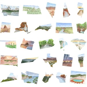 Watercolor State Bundle Packs US State Paintings State - Etsy
