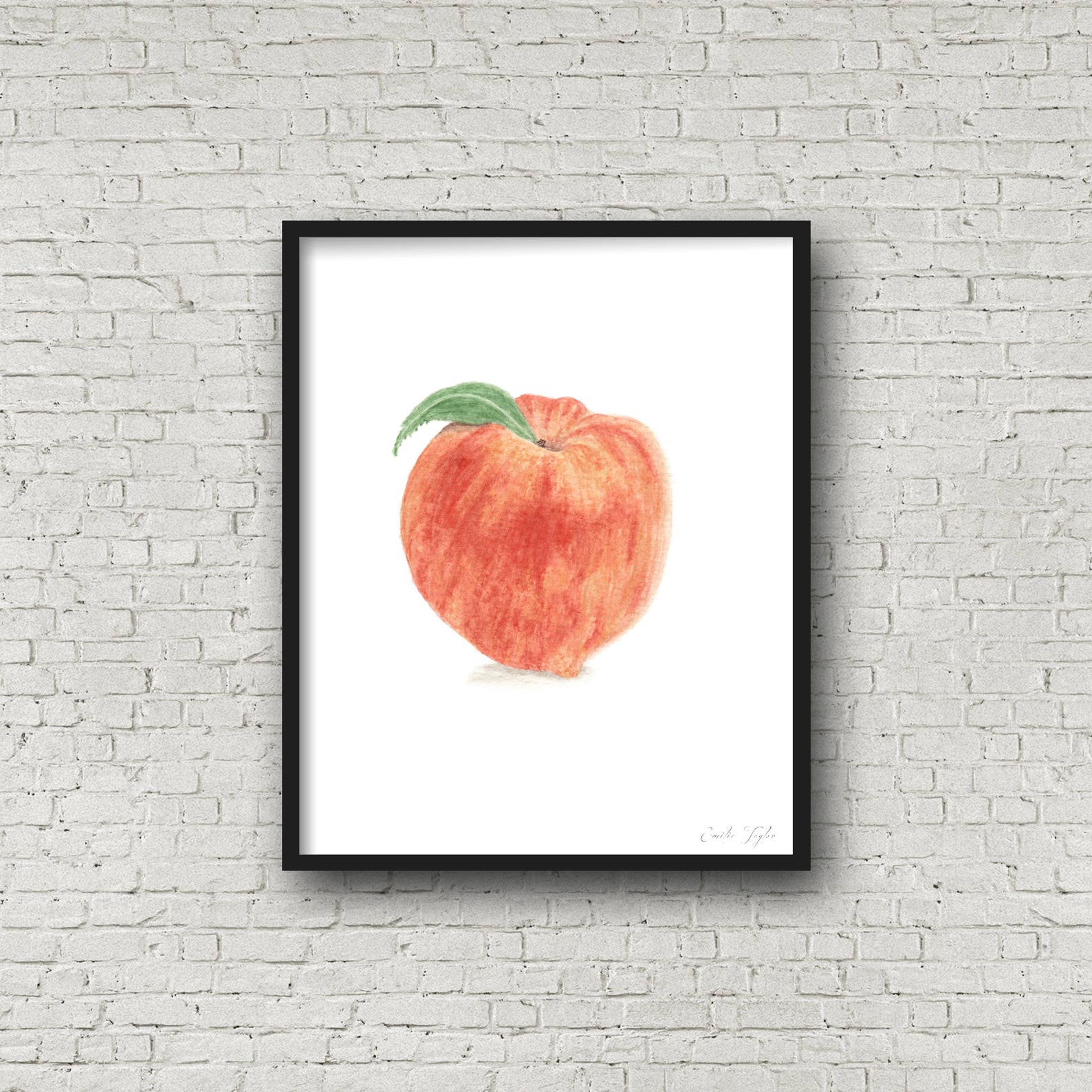 Watercolor Peach Print, Kitchen Art, Peach Decor, Dining Room Decor ...