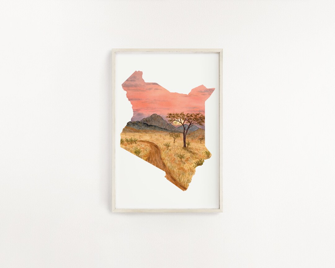 Kenya Watercolor Print, Kenya Art, Kenya Painting, Tsavo East National ...