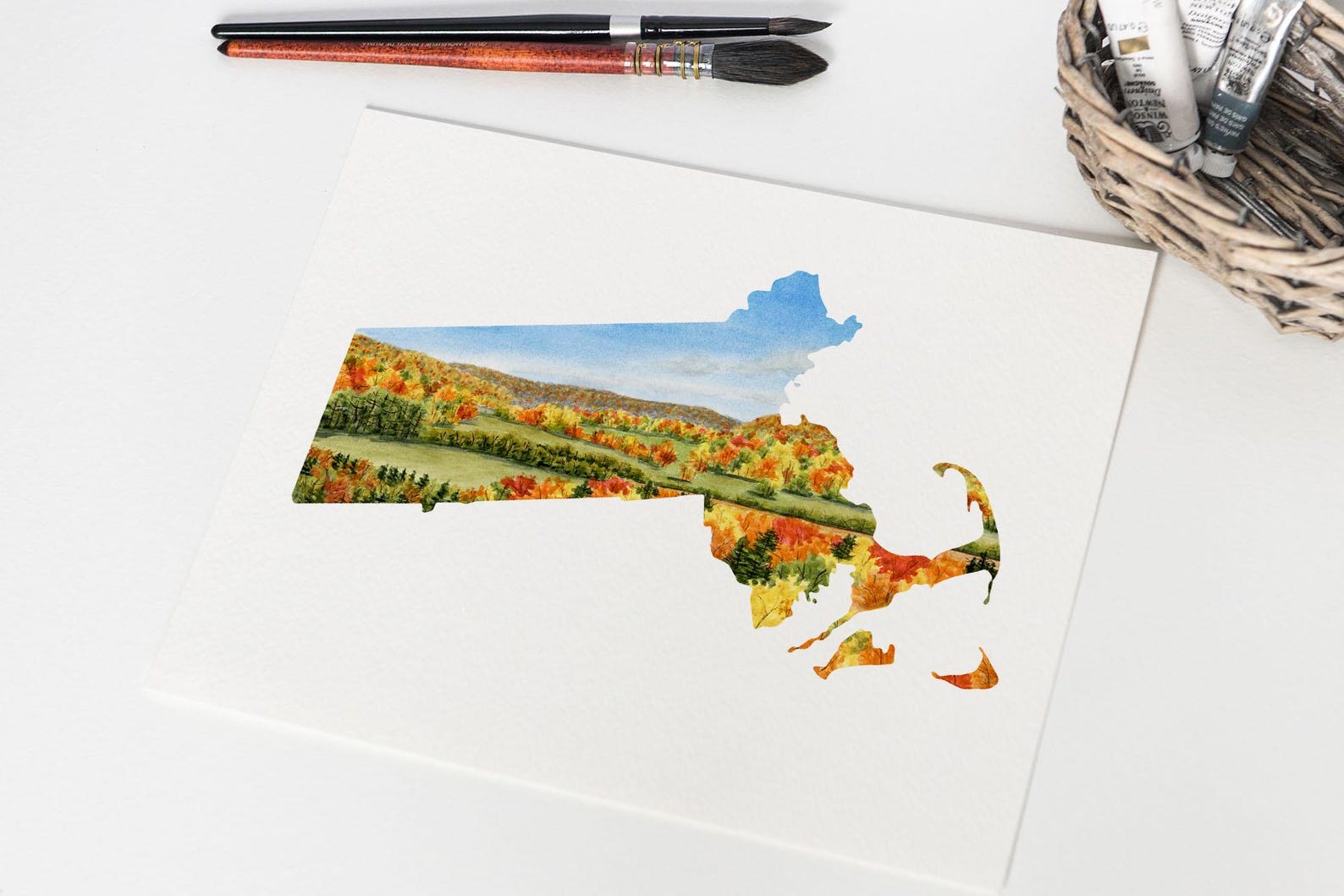 Massachusetts Watercolor Painting, Massachusetts State Art ...