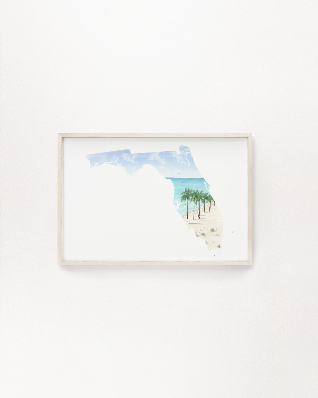 Florida Watercolor Painting, Florida State Art, Florida Map Print ...
