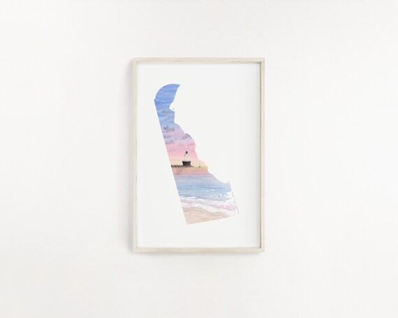 Delaware Watercolor Print Delaware State Art Home State Art | Etsy