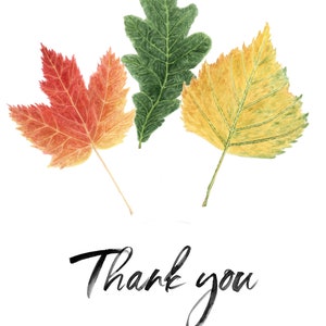 Watercolor Greeting Card, Thank You Card, Fall Leaves Card, Fall ...