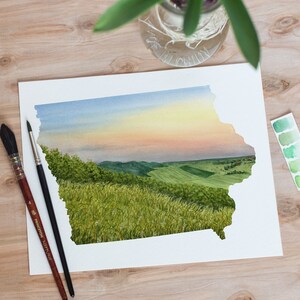 Iowa Watercolor Painting, Iowa State Art, Iowa Home State Print, Iowa ...