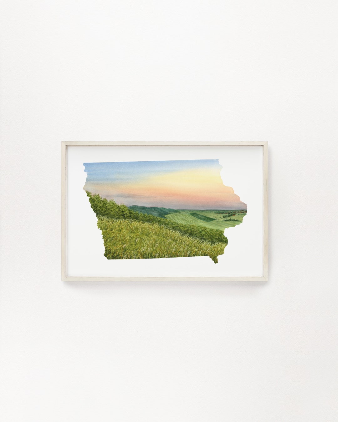Iowa Loess Hills Watercolor Painting, Loess Hills Iowa State Art, Iowa ...