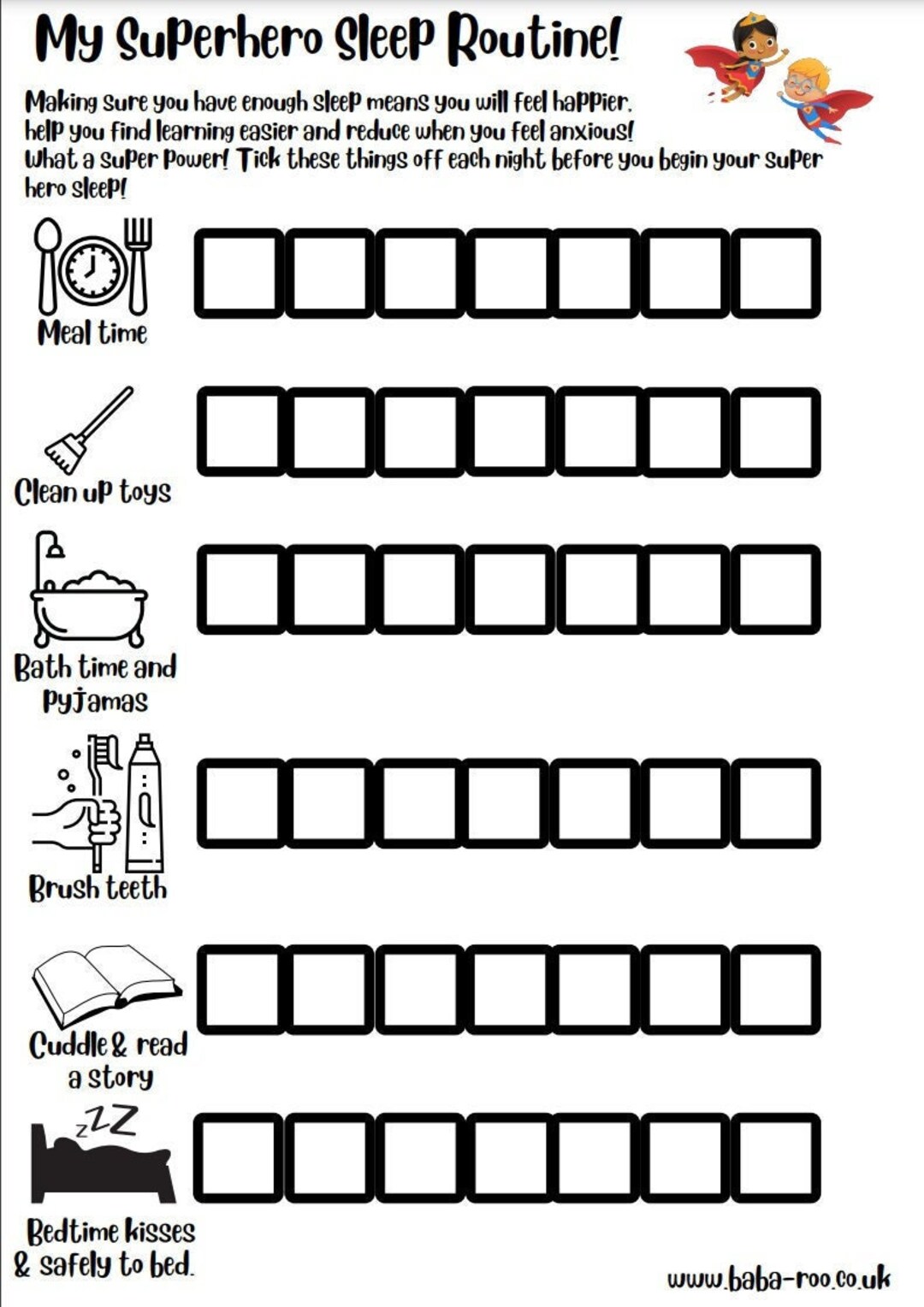 Bedtime Routine Chart, Children's Bedtime Journal, PDF Digital Download ...