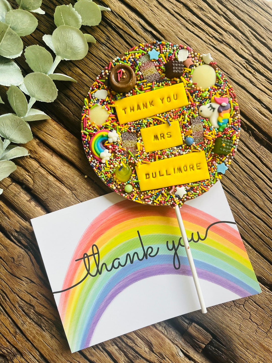 Large Personalised Chocolate Slab, Chocolate Lolly, Gift for Teacher ...