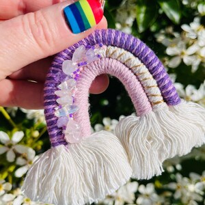 Macrame Rainbow Keyring, Crystal Keyring, Macrame Crystal Keychain ...