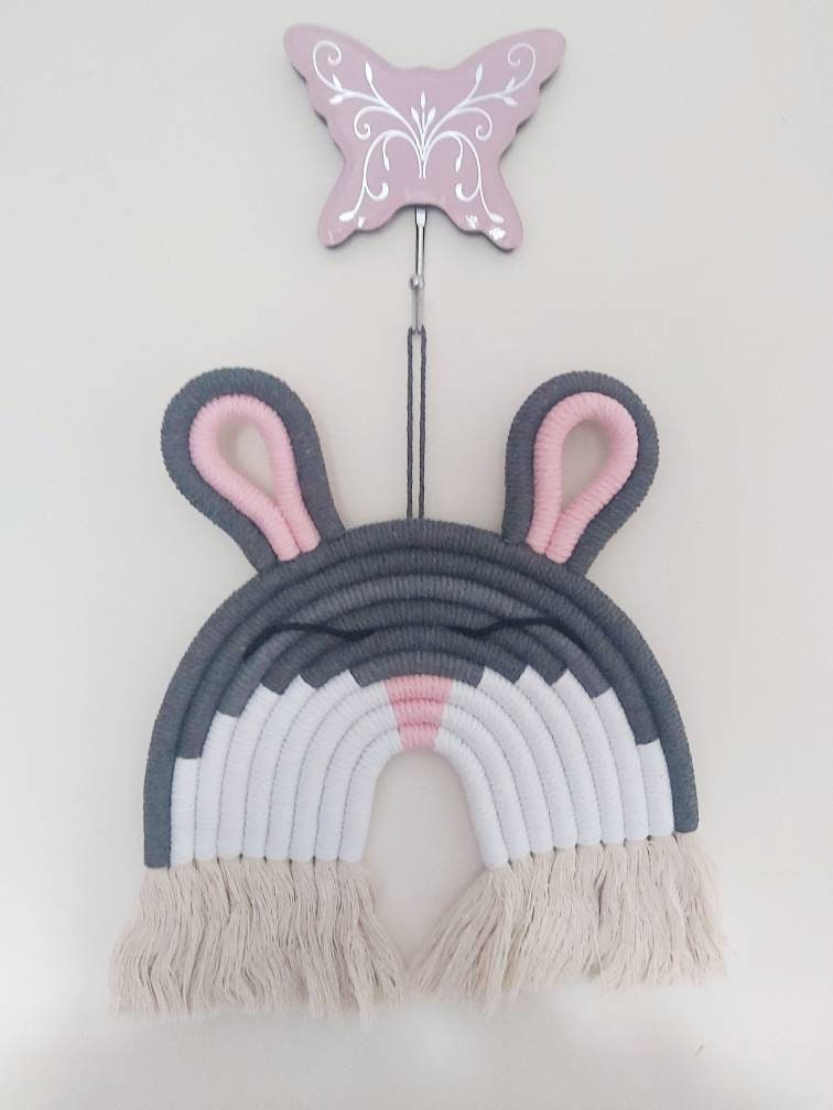 Macrame Rabbit Wall Hanging, Nursery Decor, Wall Decor, Animal Macrame ...