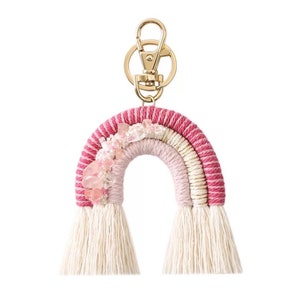 Macrame Rainbow Keyring, Crystal Keyring, Macrame Crystal Keychain ...