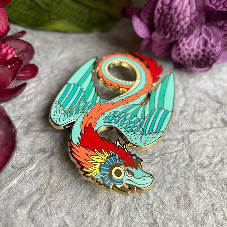 Quetzalcoatl Enamel Pin: Aztec Mythology Beastiary Pin Club - Etsy