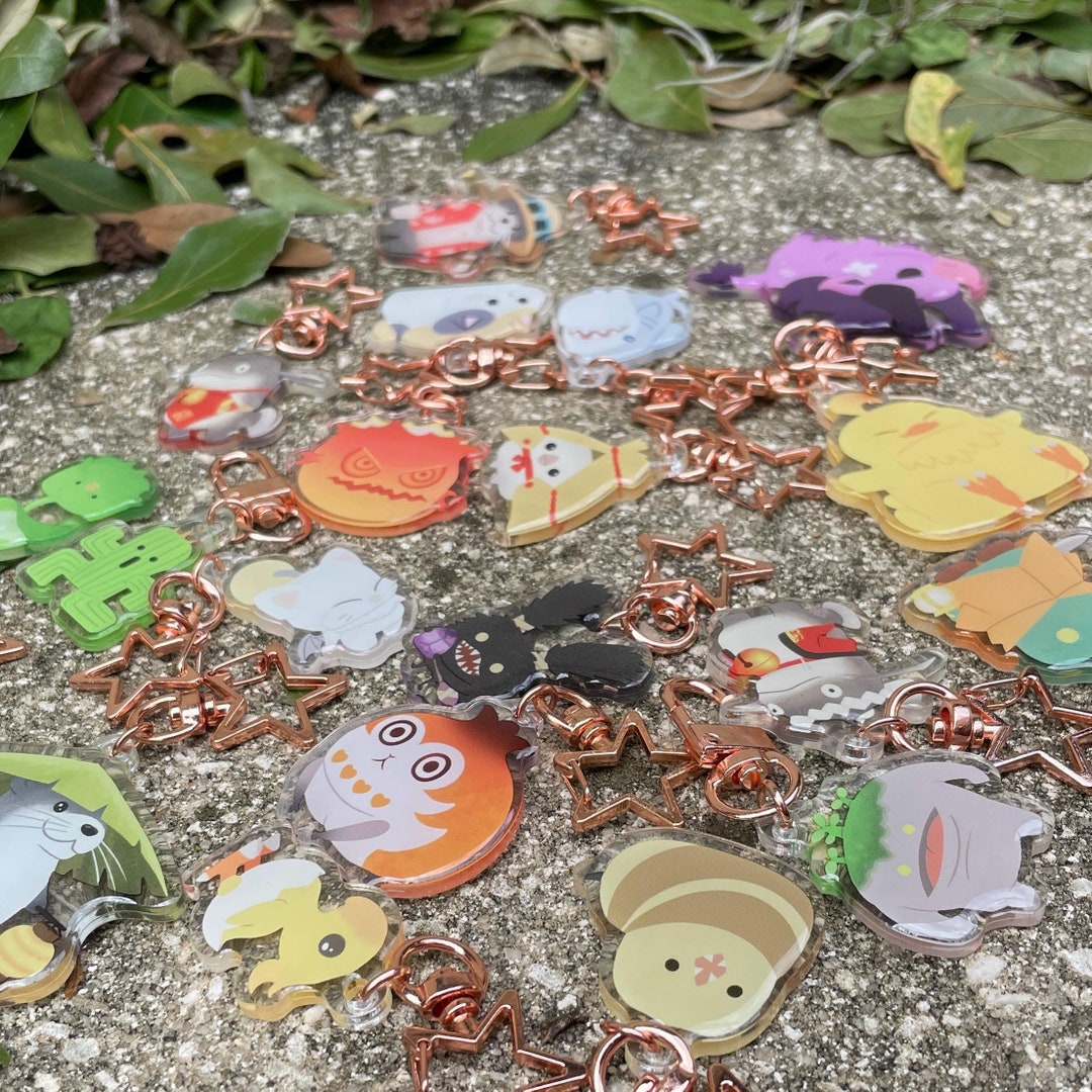 Final Fantasy XIV Acrylic Charms: Chocobo, Moogle, Fat Cat - Etsy