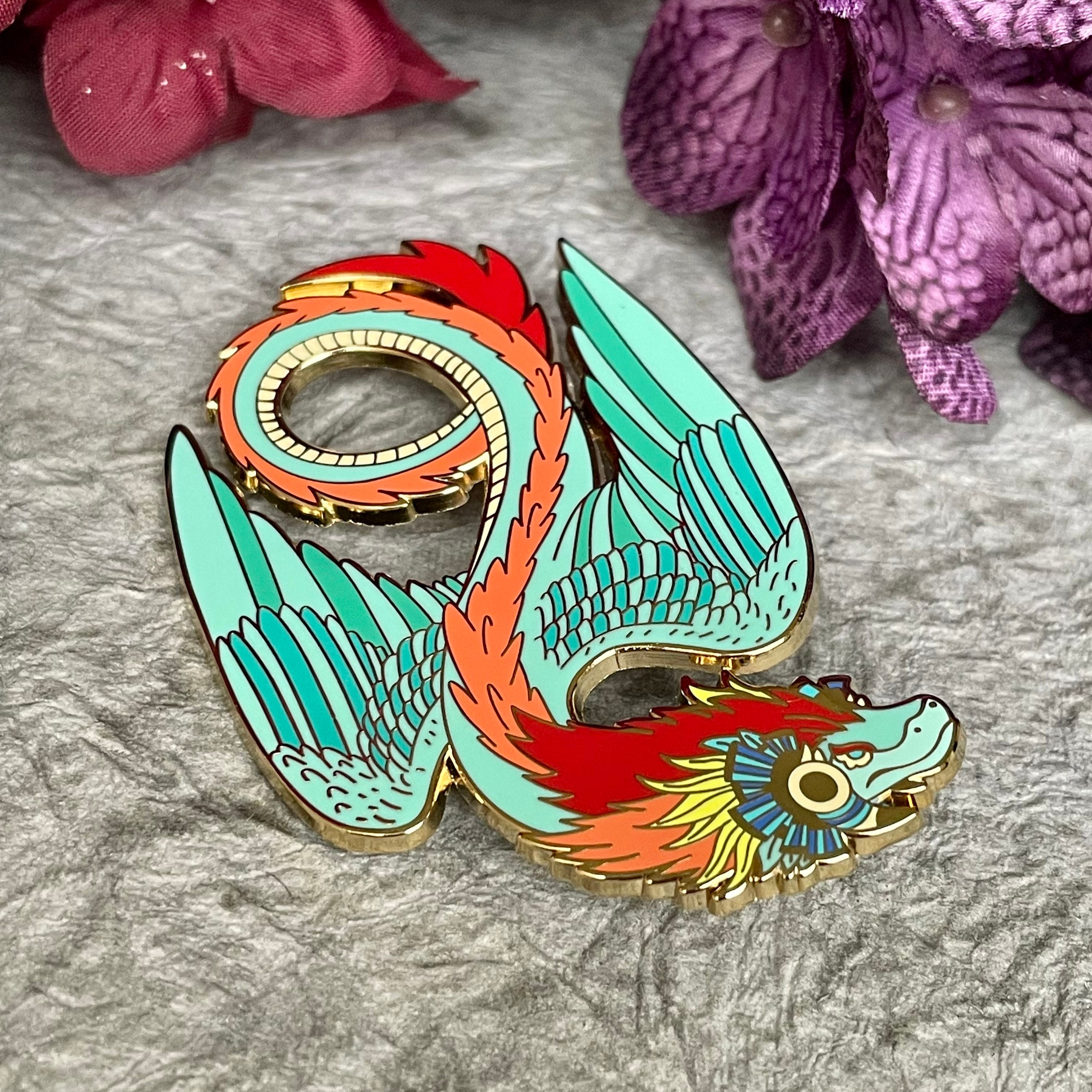 Quetzalcoatl Enamel Pin: Aztec Mythology Beastiary Pin Club - Etsy