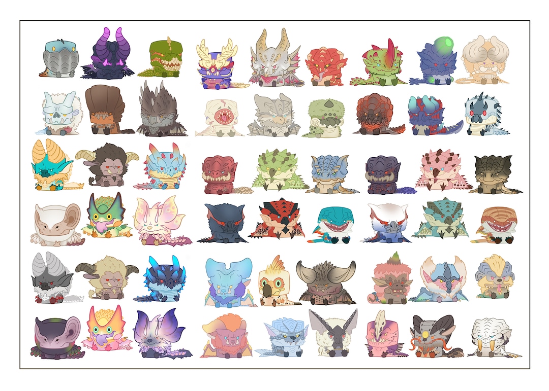 Monster Hunter Tator Tot Vinyl Stickers: Zinogre, Rajang, Lagiacrus ...