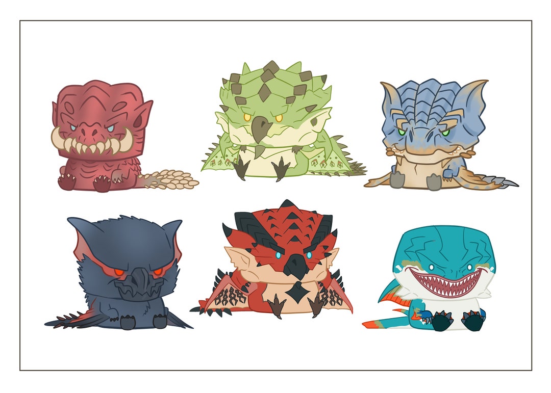 Monster Hunter Tator Tot Vinyl Stickers: Odogaron, Rathian, Rathalos ...
