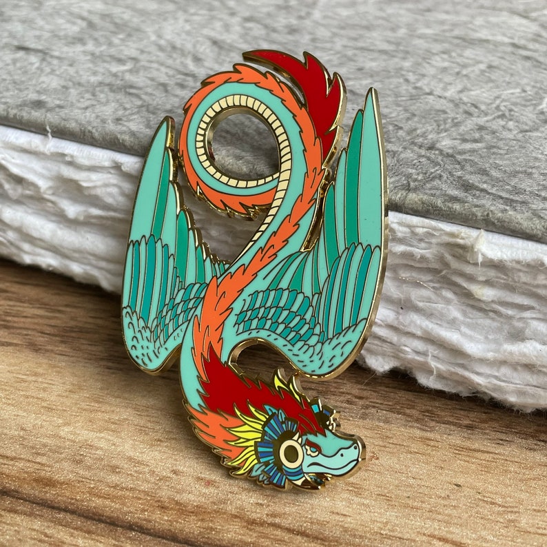 Quetzalcoatl Enamel Pin: Aztec Mythology Beastiary Pin Club - Etsy