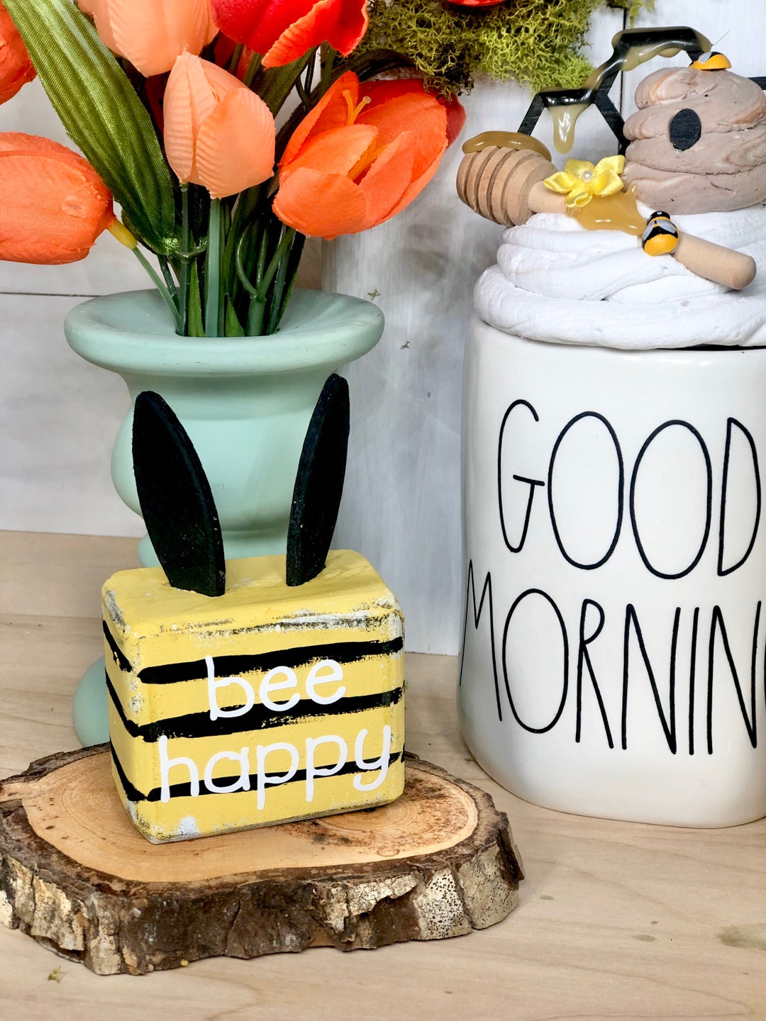 Bee Inspired Place Setting Block, Bee Decor, Bee Tiered Tray Decor ...
