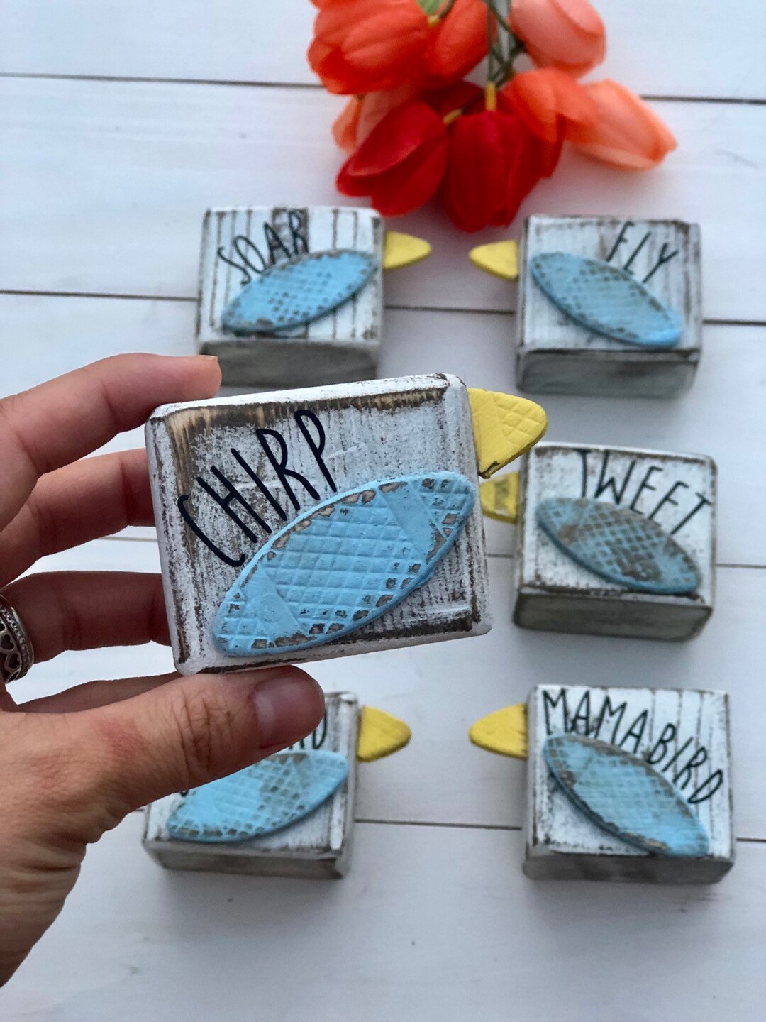 Bird Inspired Place Setting Block, Spring Vignette Decor, Summer Tiered ...