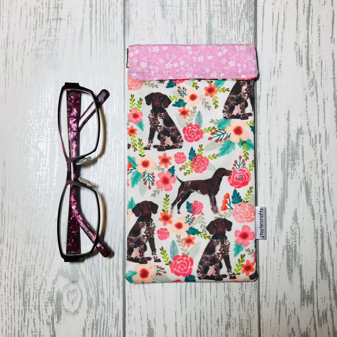 German Shorthaired Pointer GSP Soft Fabric Glasses Case, Snap Shut. - Etsy