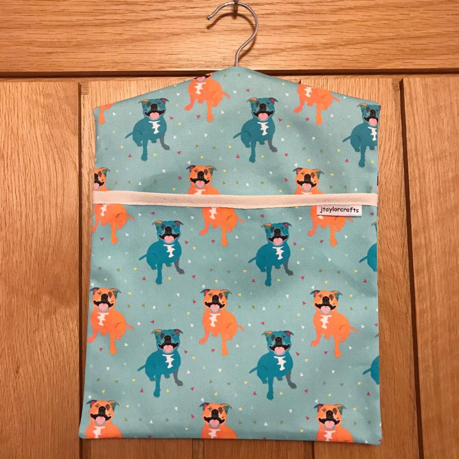 Green Staffordshire Bull Terrier Dog Fabric Cloth Peg Bag | Etsy