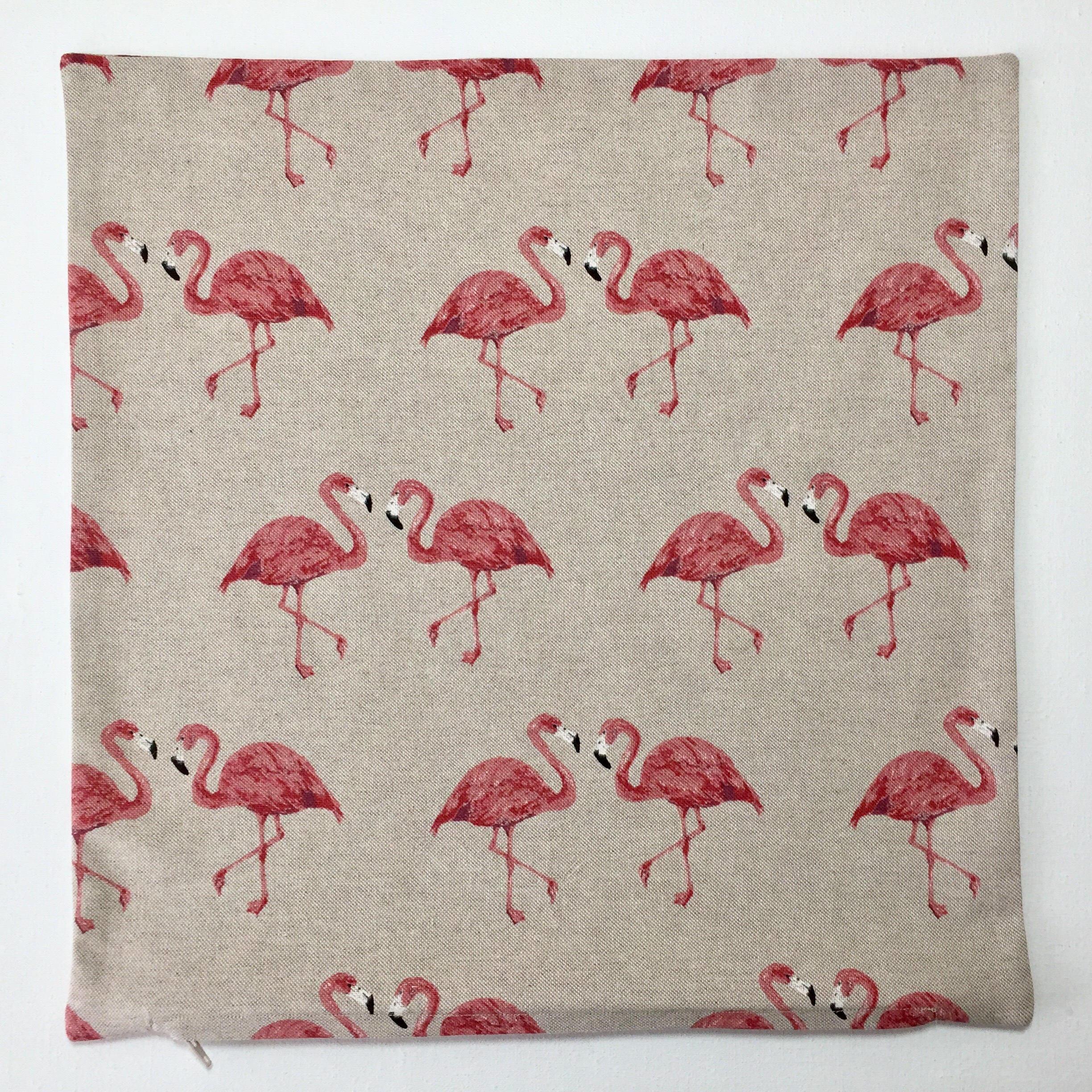 Pink Flamingo Print Linen Style Cushion Cover Vintage Design | Etsy