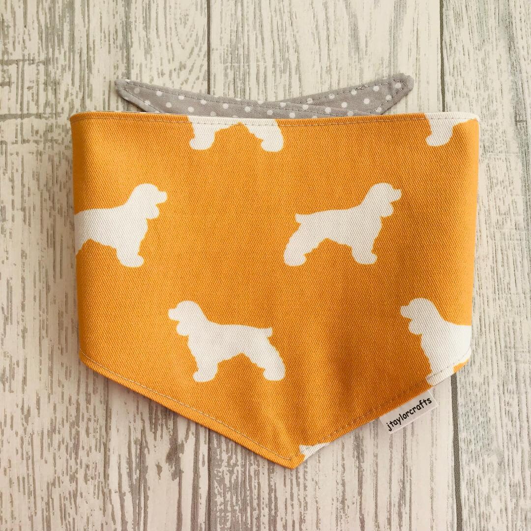 Cocker Spaniel Yellow Reversible Tie Bandana. Chic Dog Accessory ...