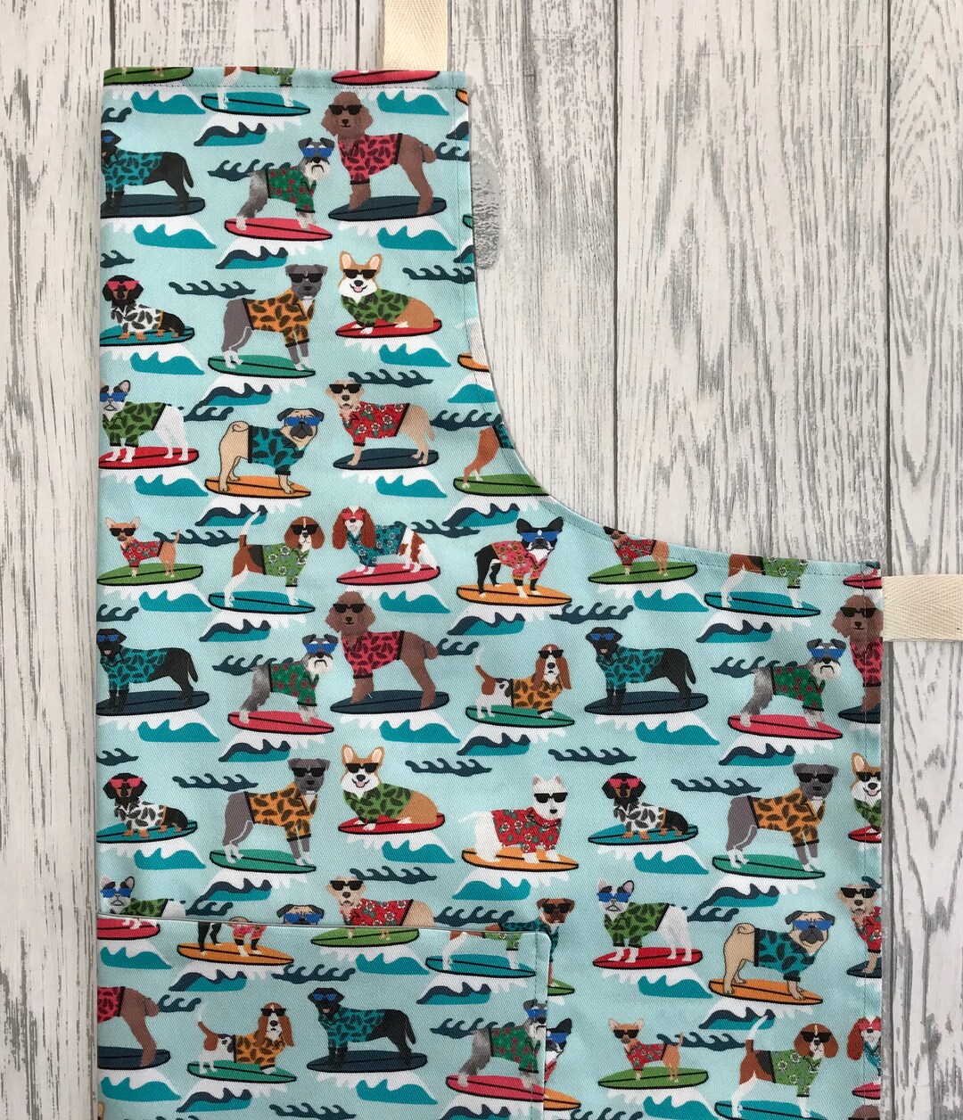 Surfing Dogs - Blue Cotton Baking Apron. Apron for Cooking/baking ...