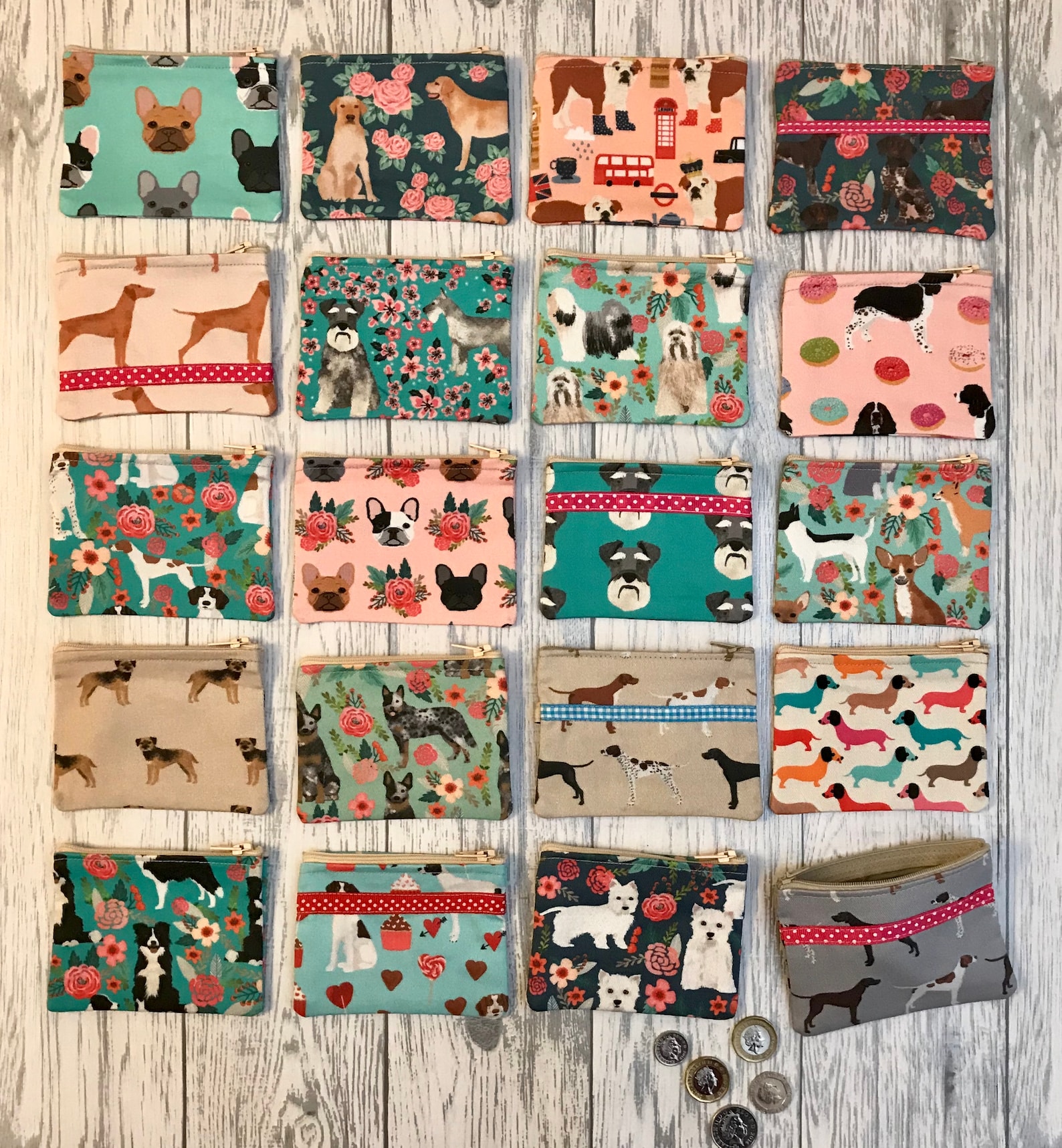 Boxer Dog Green Floral Fabric Zip Coin Purse Bags & Purses | Etsy