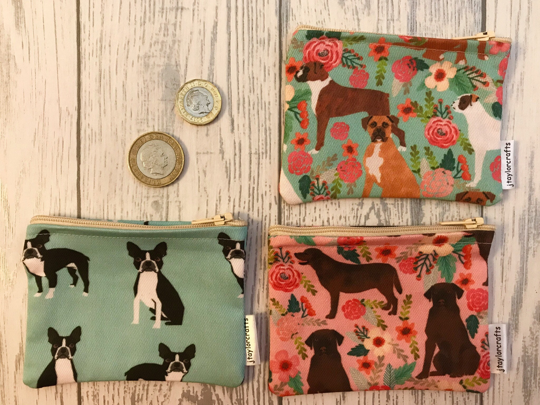 Boxer Dog Green Floral Fabric Zip Coin Purse Bags & Purses | Etsy