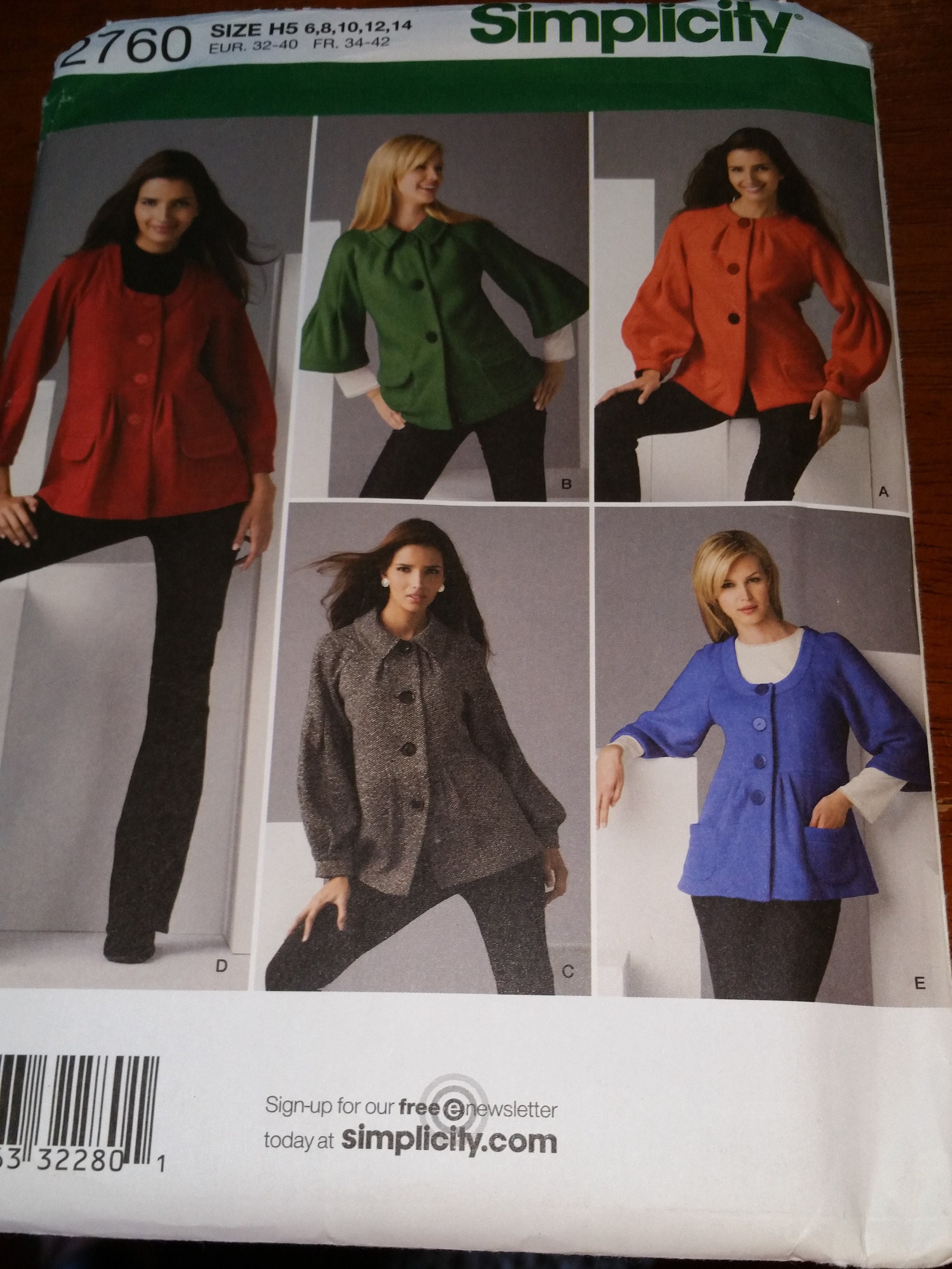 Misses' Misses' Jackets With Front And Sleeve Variations 2760 Uncut and ...
