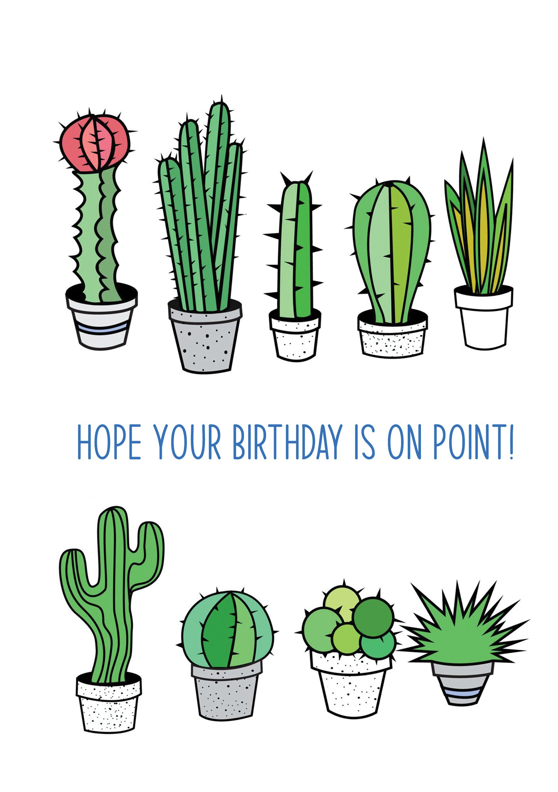 Cactus Birthday Card Hope Your Birthday is on Point Cactus - Etsy UK