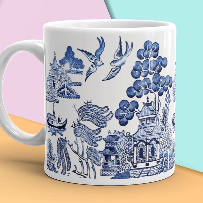 Blue Willow Mugs - Etsy
