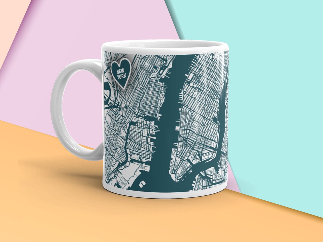 New York City Map Coffee Mug, Detailed City Map, New York Gift, NYC Mug ...